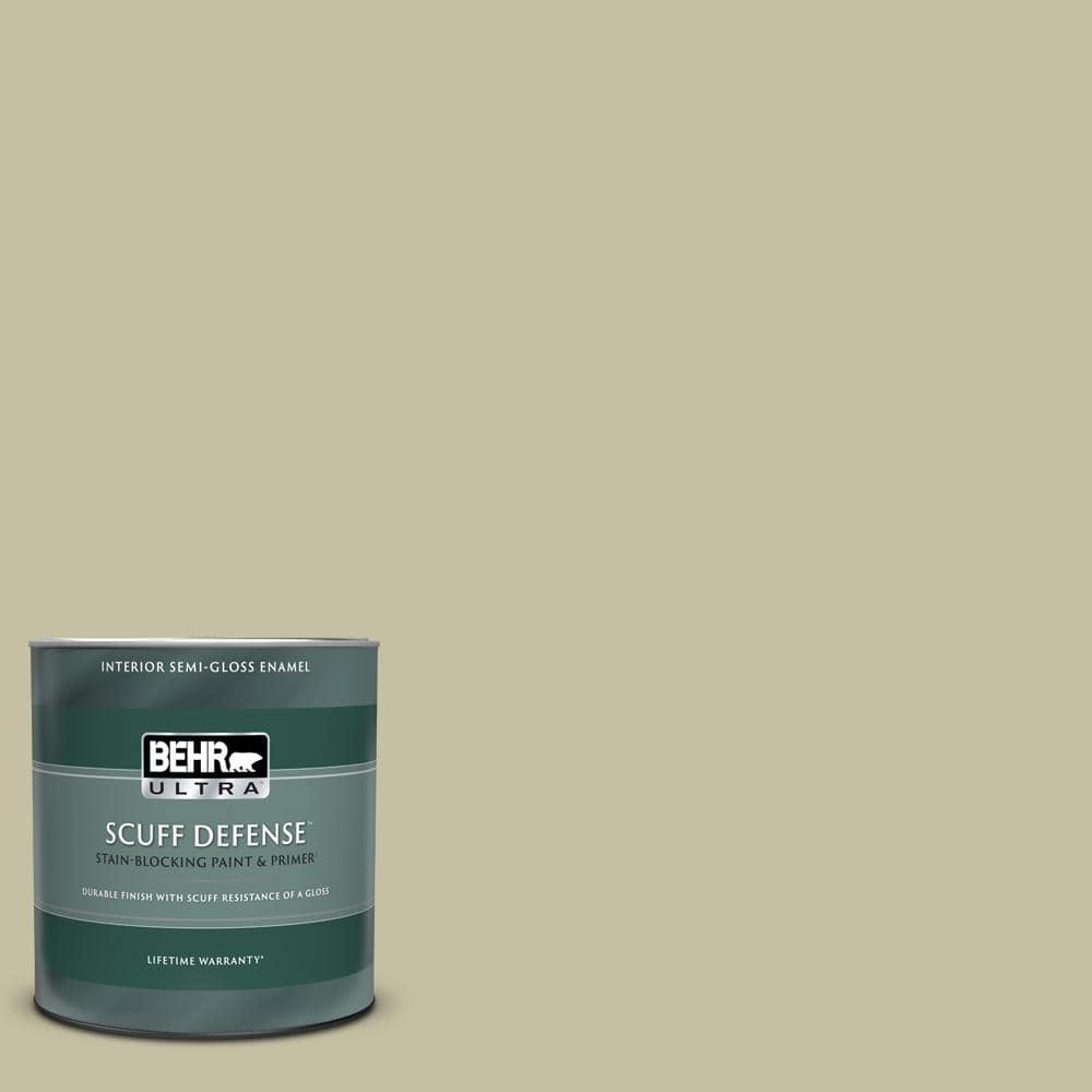 BEHR ULTRA 1 qt. #S350-3 Washed Olive Extra Durable Semi-Gloss Enamel ...