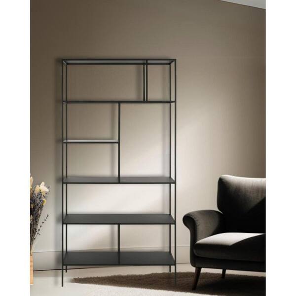 HomeRoots 72 in. Tall Black Metal 6 Shelf Standard Bookcase 2000527588 ...