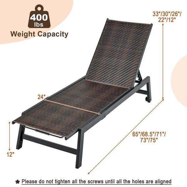 Costway 1-Piece Patio Galvanized Steel Outdoor Chaise Lounge Costway 1-Piece Patio Galvanized Steel Outdoor Chaise Lounge