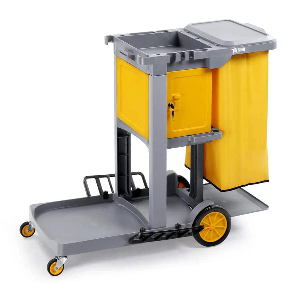 Karl home 3-Tier 500 lbs. Capacity Janitorial Cart with Locker and 15 ...