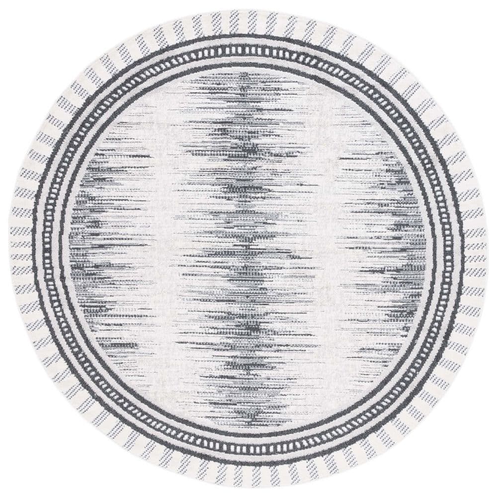 SAFAVIEH Alamo 7 ft. x 7 ft. Gray/Charcoal Horizontal Transitional ...