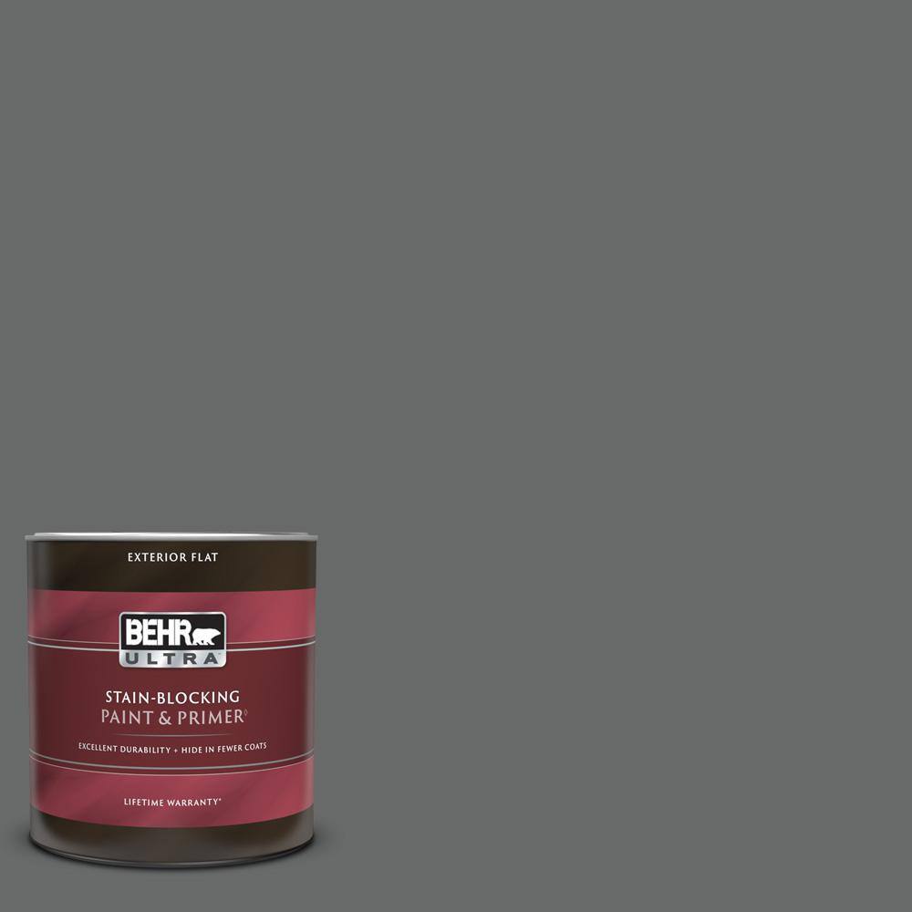 BEHR ULTRA 1 qt. #PPU26-02 Imperial Gray Flat Exterior Paint & Primer ...