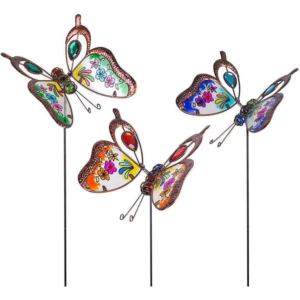 Justincity 1D x 1W x 1H Multicolor Metal Butterfly Decorative Garden ...