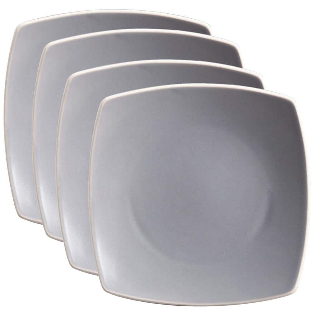HOMETRENDS Soho Lounge 4-Piece 7.4 in. Square Stoneware Salad Plate Set ...