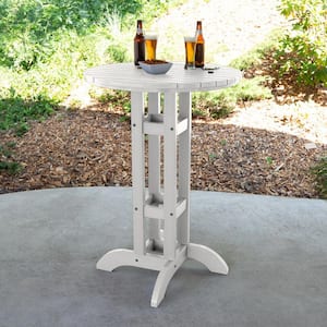 Highwood Whitewash 30 in. Recycled Plastic Round Bar Dining Table AD ...
