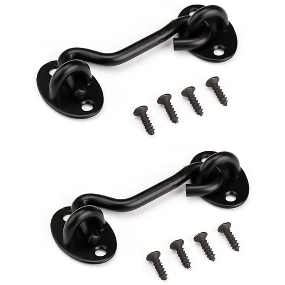 3 Privacy Hook and Eye Latch Easy Lock for Barn Door Durable Black 3 in ...