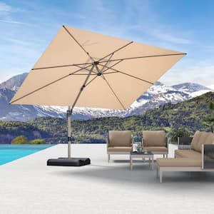 PURPLE LEAF 9 ft. x 12 ft. Cantilever Patio Umbrella Light Champagne ...