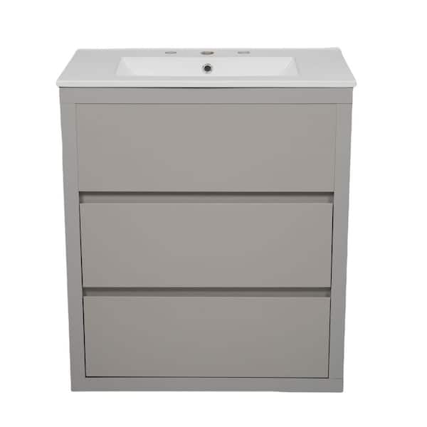 Liviza 30 in. W x 19 in. D x 34 in. H Gray Bath Vanity with White ...