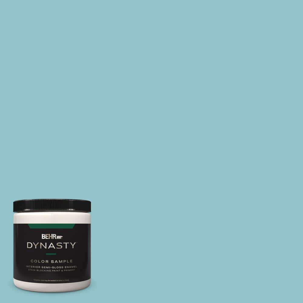 BEHR DYNASTY 8 oz. #MQ6-32 Cosmic Blue One-Coat Hide Semi-Gloss Enamel ...