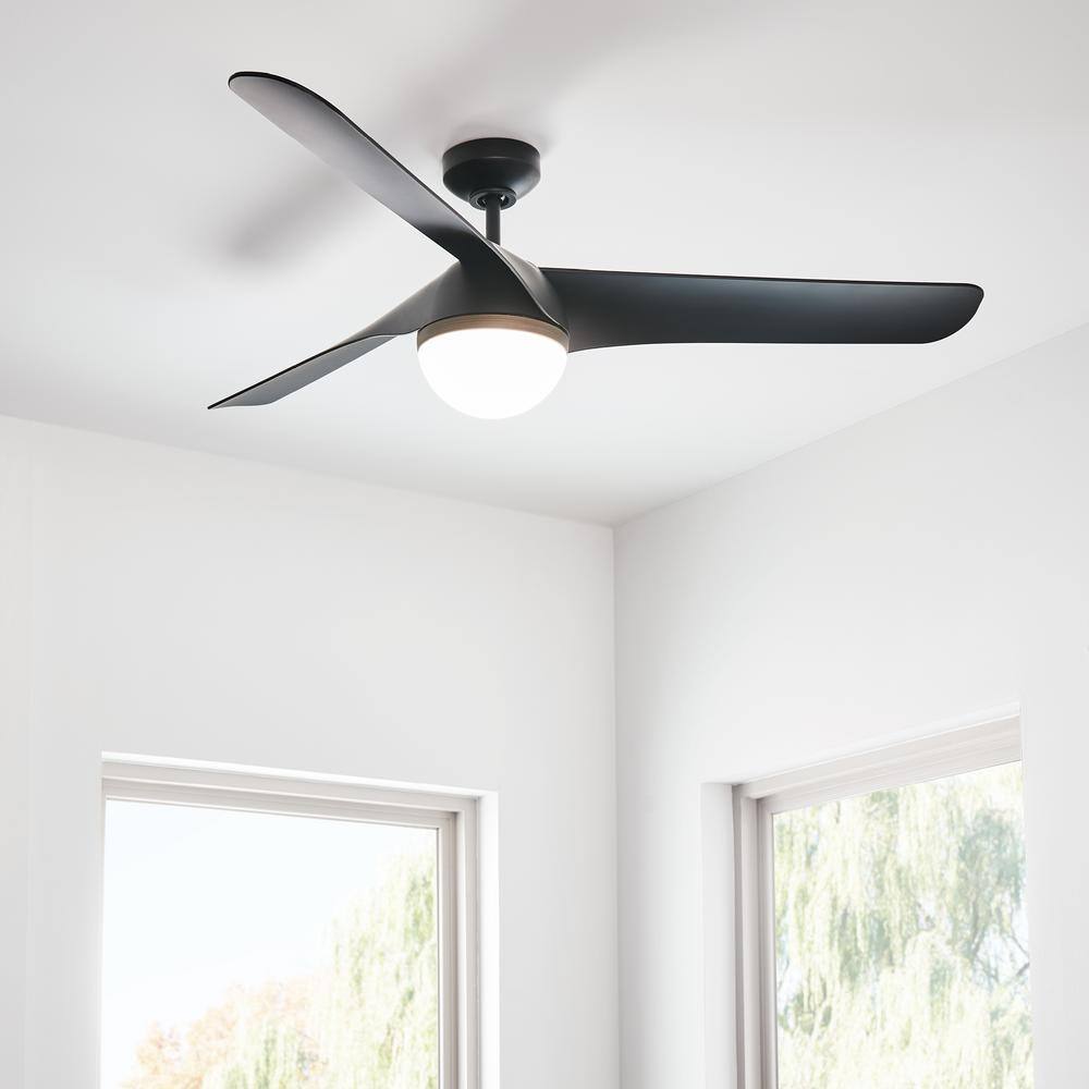 Buy Akova 56 in. Integrated LED Indoor/Outdoor Matte Black Ceiling Fan ...