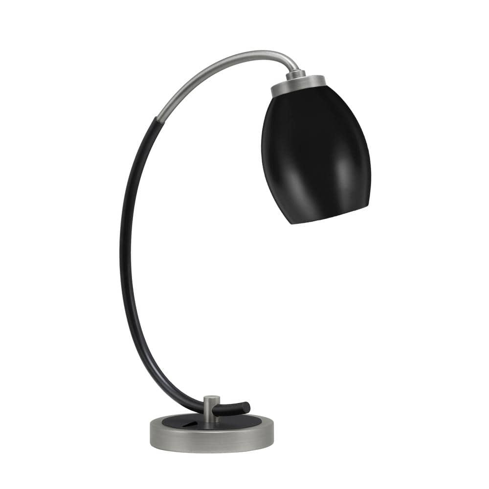 Delgado 18.25 in. Graphite and Matte Black Piano Desk Lamp with Black ...