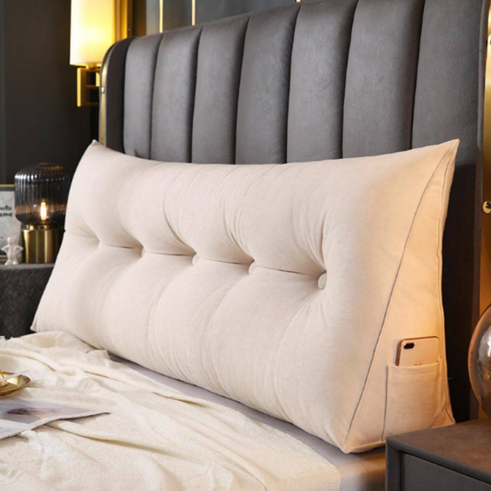 Shatex 79 in. L x 20 in. W x 8 in. H Beige Plush Reading Pillow Bolster ...