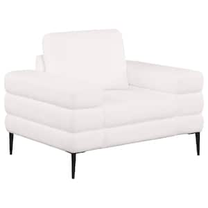 LUE BONA 39 in. W Ivory Fabric Upholstered Club Chair with Nailhead ...