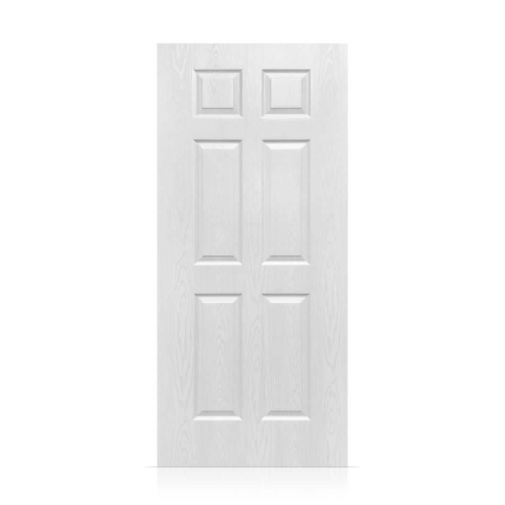 CALHOME 30 in. x 80 in. 6 Panel Hollow Core White Oak Finished PVC ...