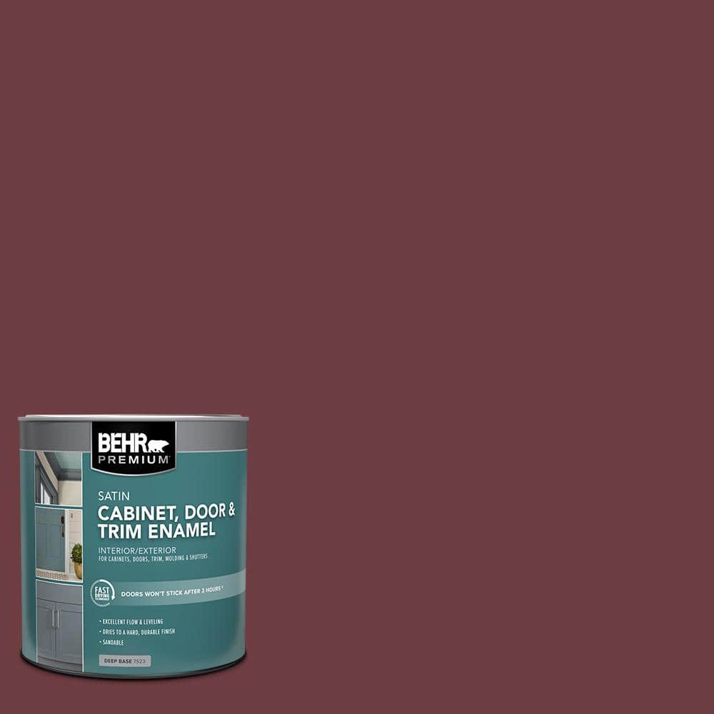 BEHR PREMIUM 1 qt. #BXC-90 Wild Cranberry Satin Enamel Interior ...