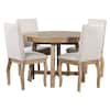 5-Piece Natural Wood Wash Farmhouse Dining Table Set Wood Round ...