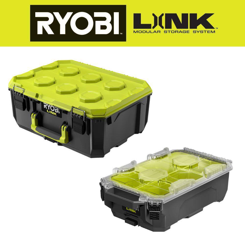 RYOBI LINK Medium Tool Box with LINK Compact 6-Compartment Modular ...