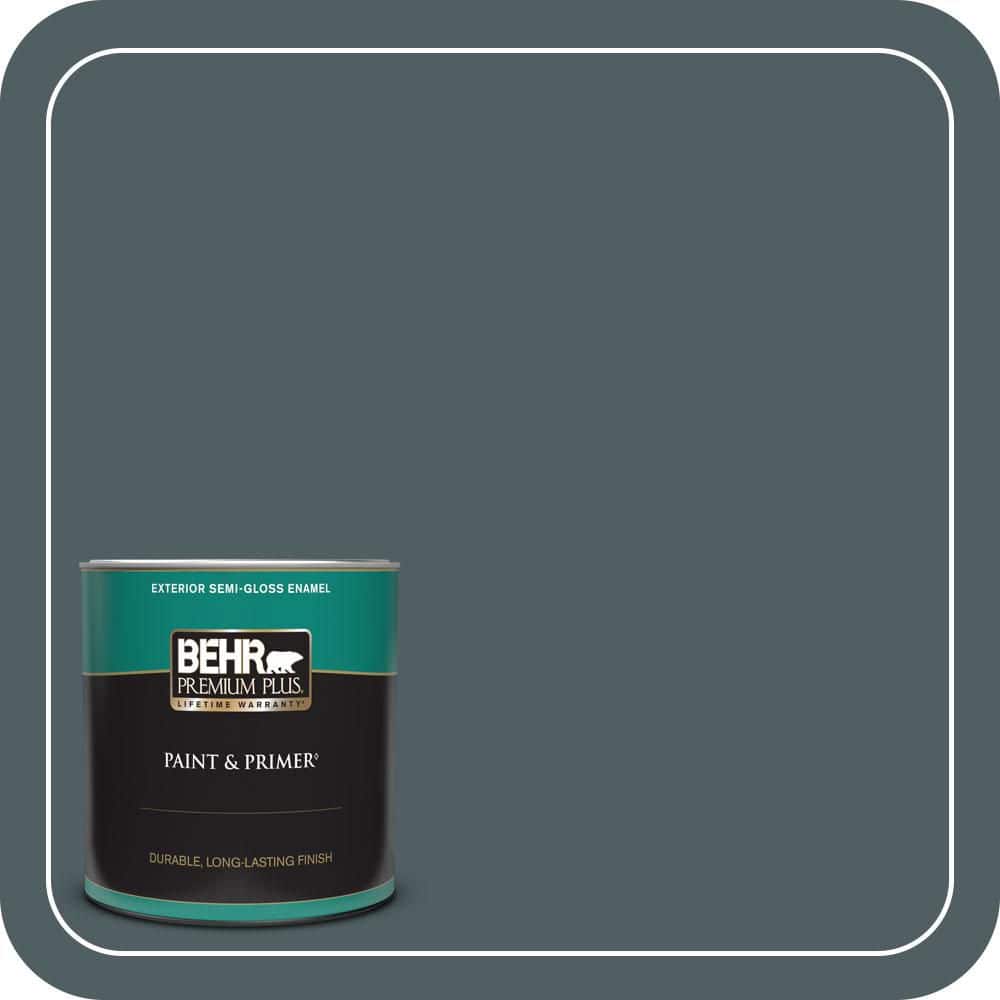 BEHR PREMIUM PLUS 1 qt. #740F-6 Marine Magic Semi-Gloss Enamel Exterior ...