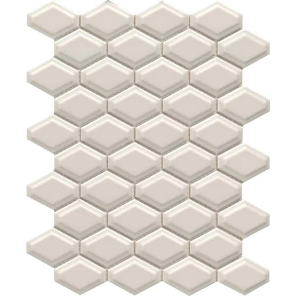 EMSER TILE Catch Fawn 10 in. x 13 in. Hexagon Glossy Porcelain Mosaic ...