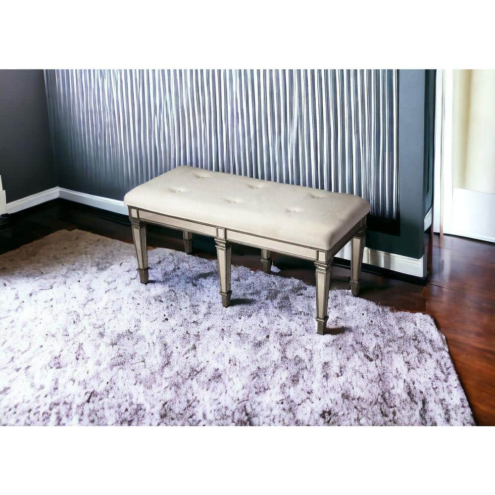 HomeRoots Bernadette Silver Bench Tufted (21 x 42.25 x 19) 2000389198 ...