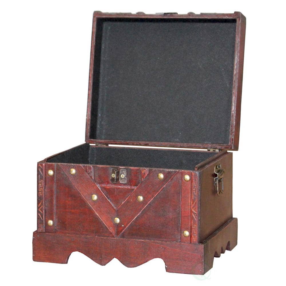 Vintiquewise Small Wooden Antique Cherry Storage Trunk QI003315.S - The ...