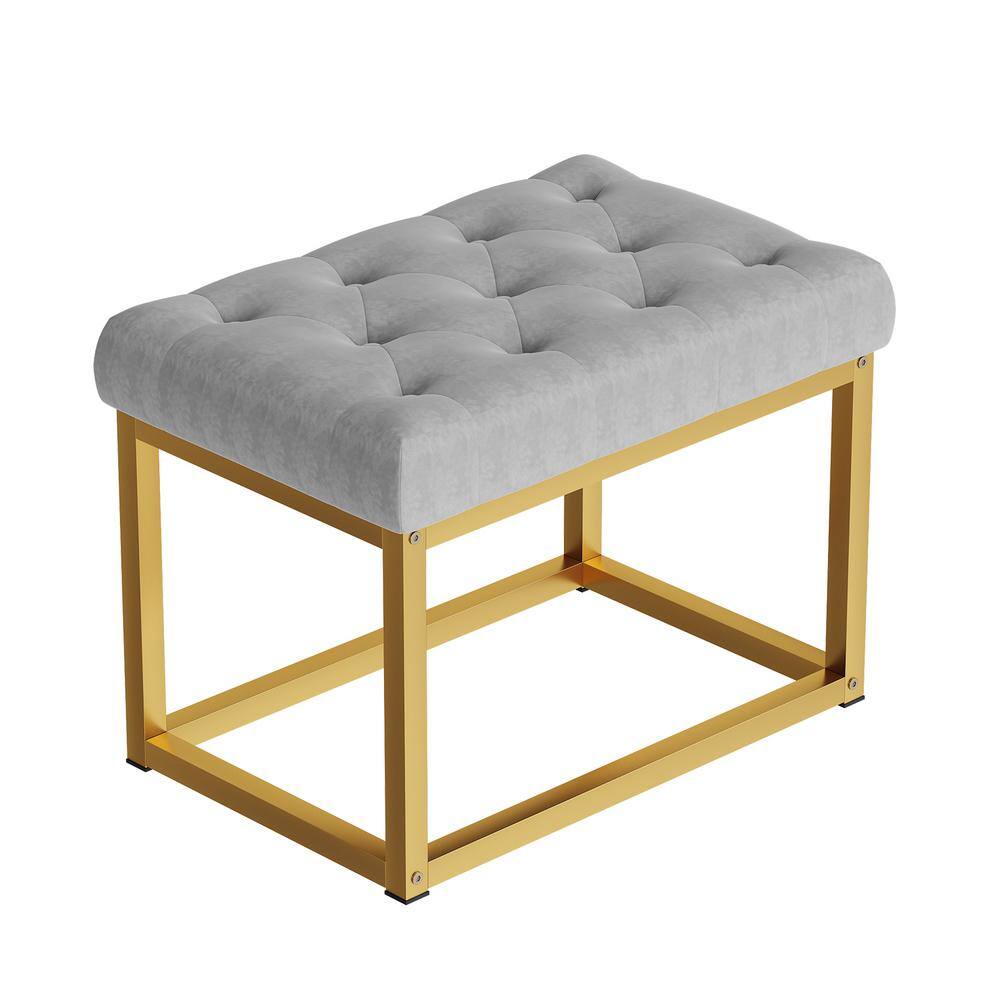 mieres Modern Style Gray Tufted Velvet Fabric Upolstered Stool Ottoman ...