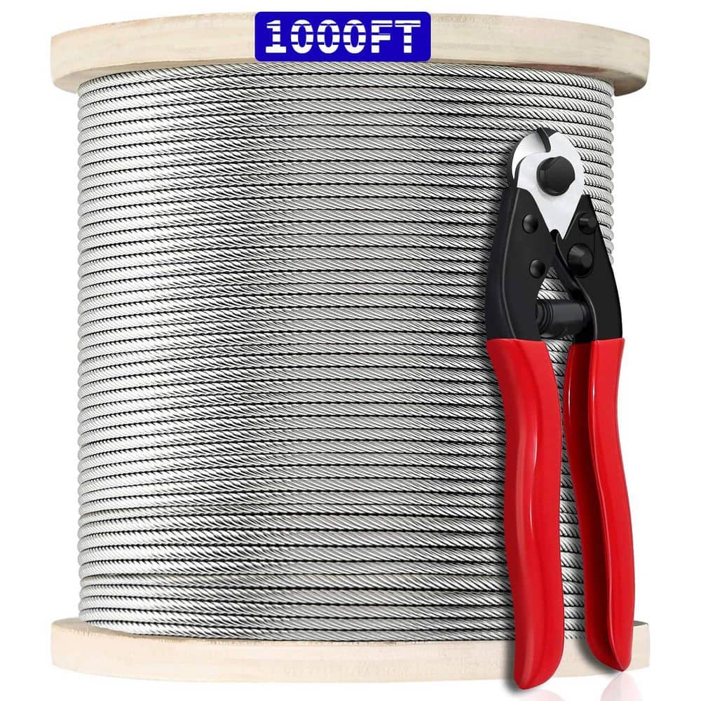 KIWDZFU 1000 ft. 1/8 in. Stainless Steel Cable for Deck Cable Railing ...