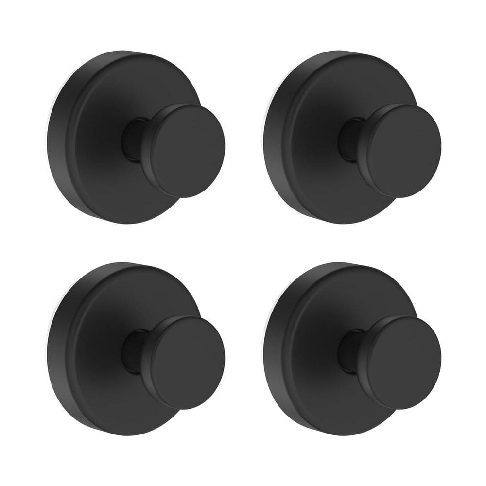 Wudkey 4-Pack Suction Cup Knob Hooks in Black, Removable Towel Hooks ...
