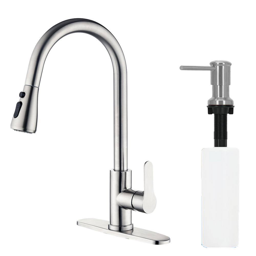 ruiling Single Handle Pull Down Sprayer Kitchen Faucet with Soap ...