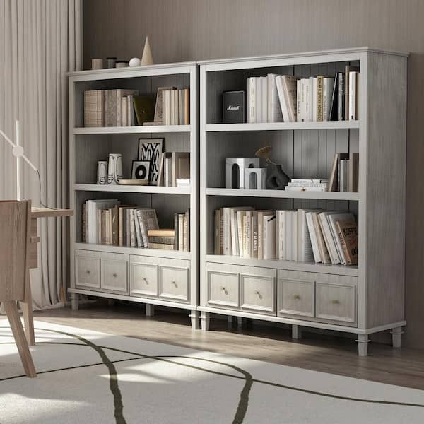 Grey bookcase next store