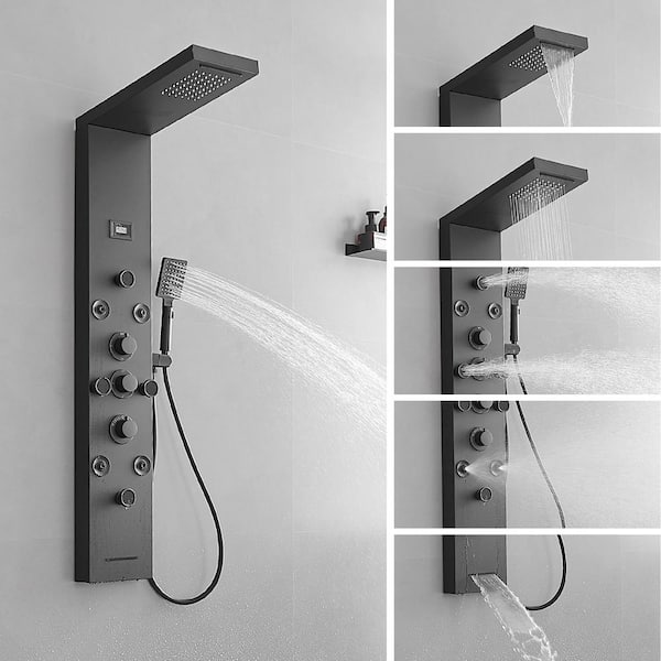 HOMEMYSTIQUE Dual 6-in-One 8-Jet Shower Panel Tower System with ...