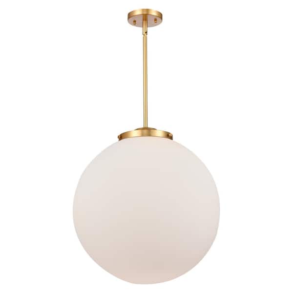 Innovations Beacon 60-Watt 1-Light Satin Gold Shaded Mini Pendant Light ...