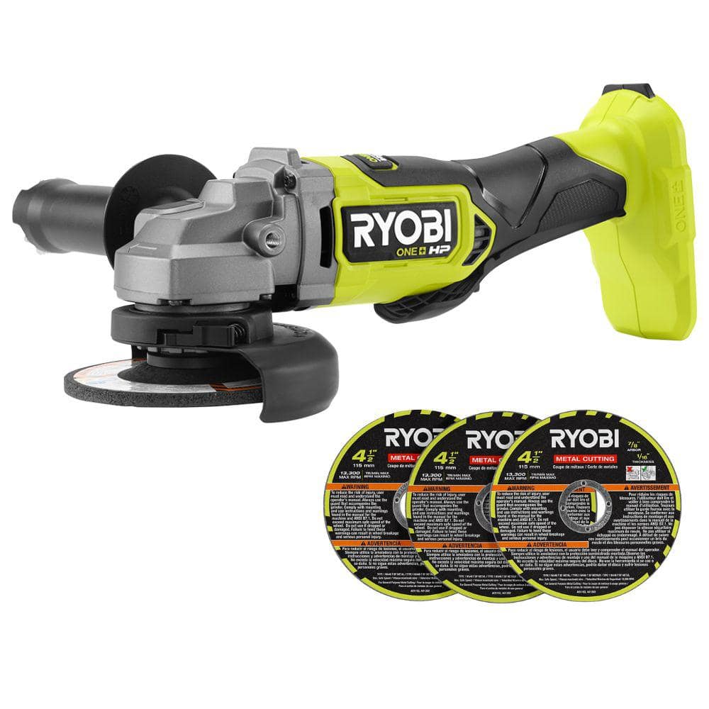 RYOBI ONE+ HP 18V Brushless Cordless 4-1/2 in. Angle Grinder (Tool Only ...