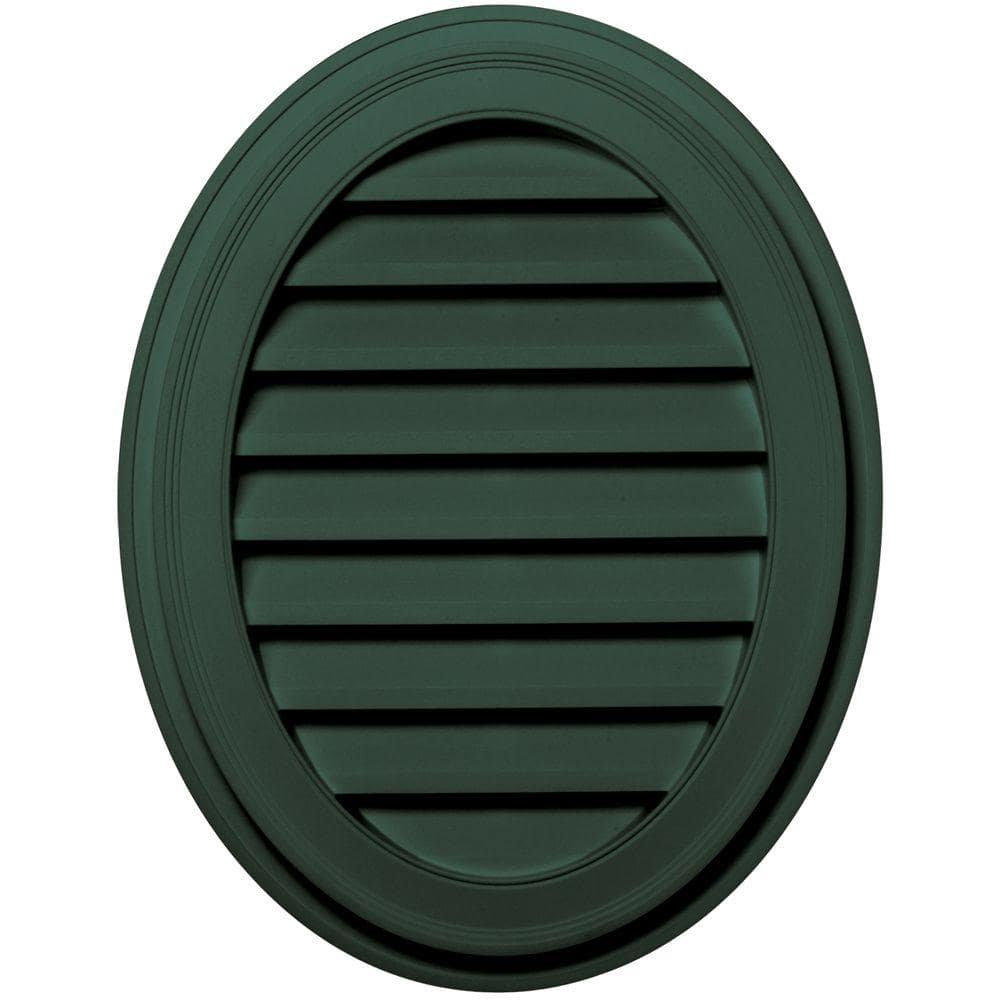 Builders Edge 21 in. x 27 in. Oval Green Plastic Built-in Screen Gable ...