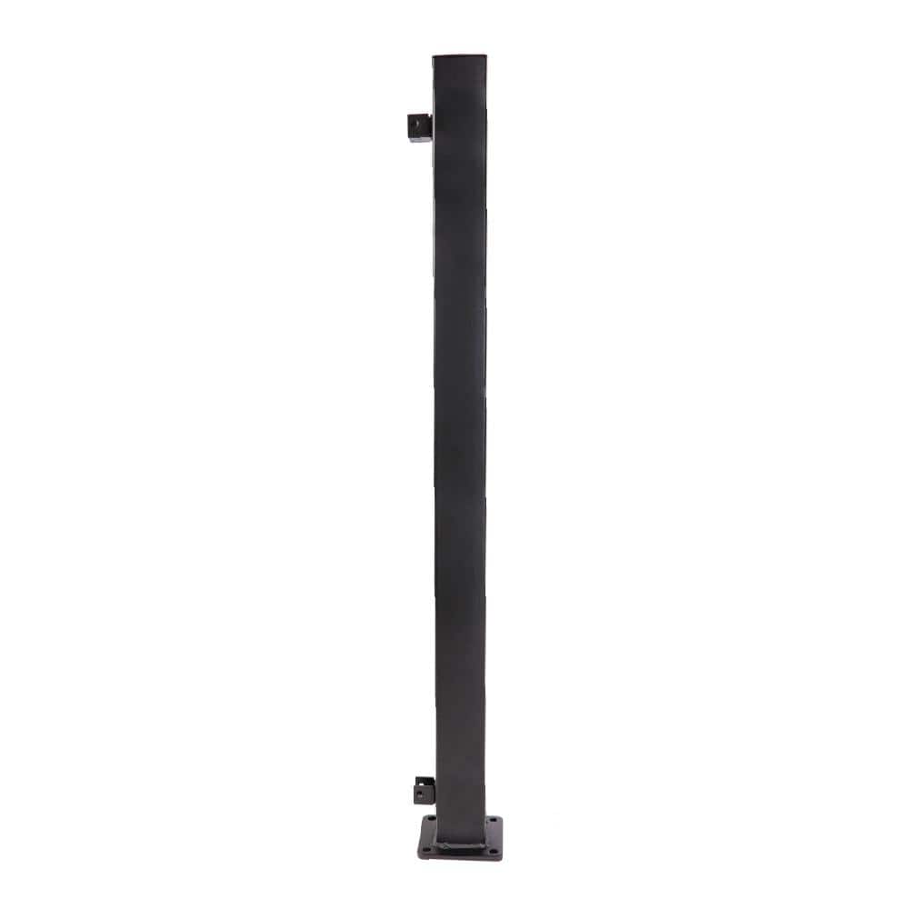 FORTRESS Fe26 2 in. x 2 in. x 39-1/2 in. Black Steel Railing End Post ...