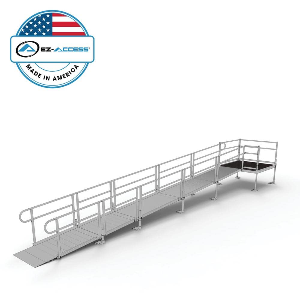 EZ-ACCESS PATHWAY 26 ft. Straight Aluminum Wheelchair Ramp Kit with ...