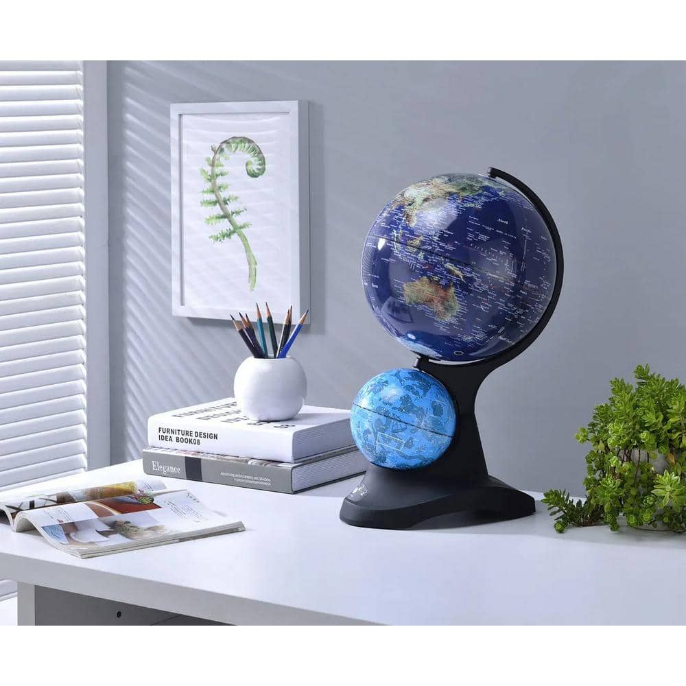 Afoxsos 17.5 in. x 9 in. Black Acrylic Base LED Lighted Globe with ...