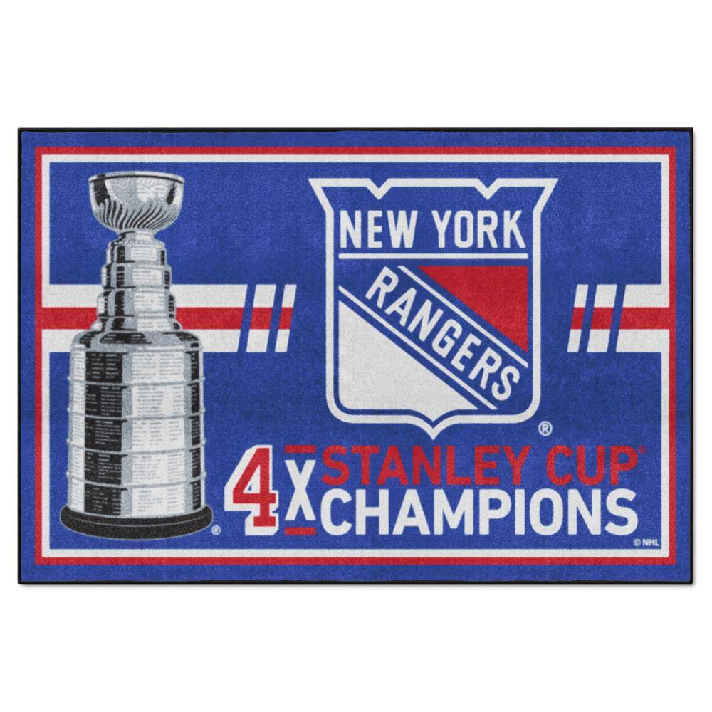 FANMATS New York Rangers Blue 5 ft. x 8 ft. Plush Area Rug 34336 - The ...