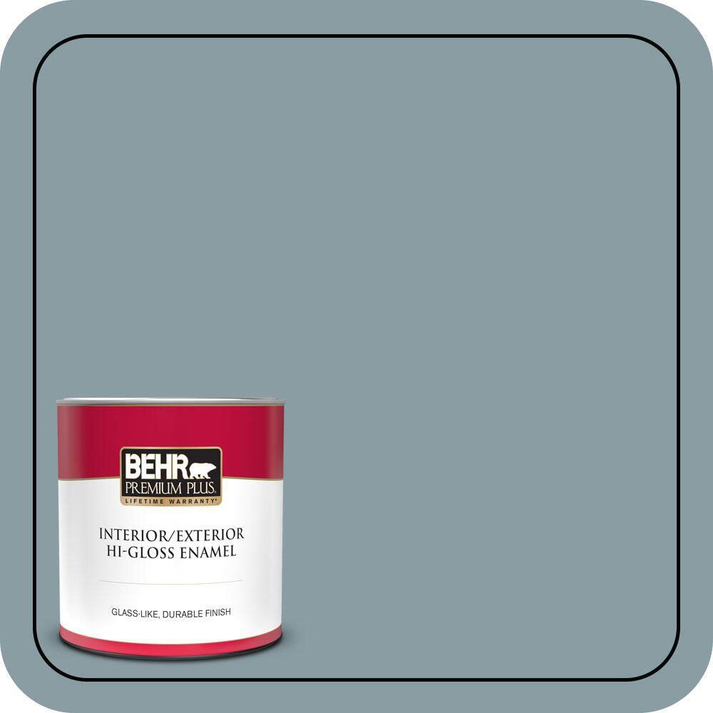 BEHR PREMIUM PLUS 1 qt. #540F-4 Shale Gray Hi-Gloss Enamel Interior ...