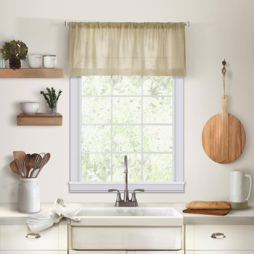 Elrene Cameron Kitchen Tier Window Valance 38957LIN - The Home Depot