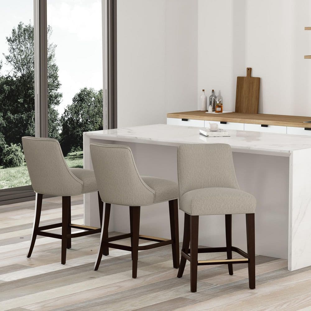 Manhattan Comfort Beever Modern 27.4 in. Taupe Wood Frame Counter Stool ...