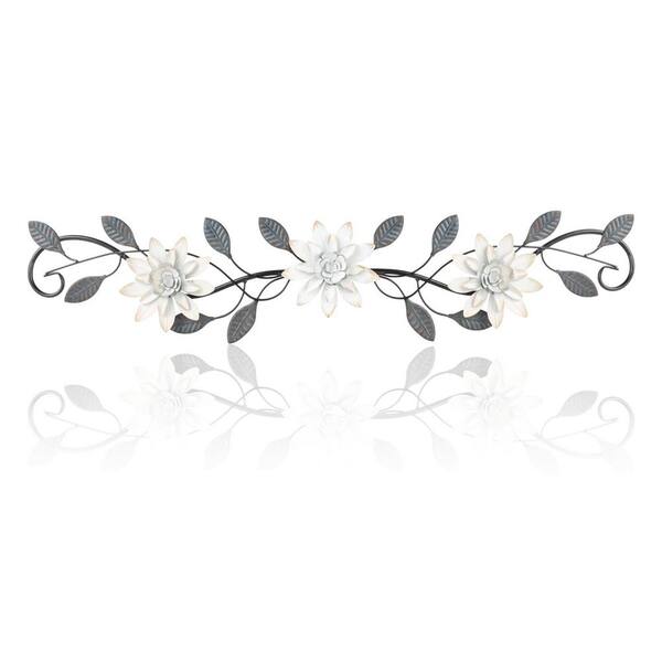 1 Pack 17 in. x 2 in. x 9 in. white Flowers Accent Art Modern Accent ...
