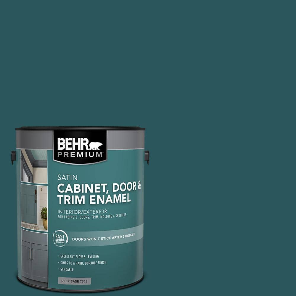 BEHR PREMIUM 1 gal. #MQ6-01 Ocean Abyss Satin Enamel Interior/Exterior ...