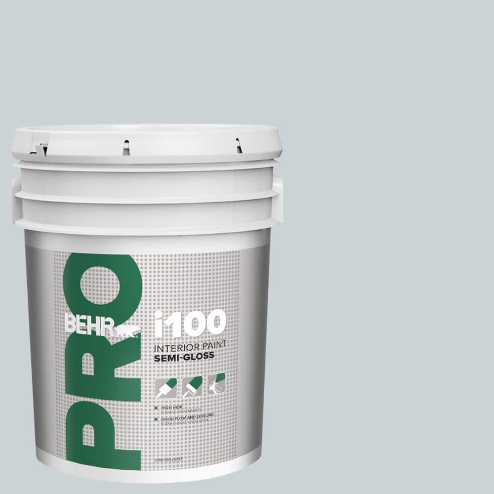 BEHR PRO 5 gal. #N490-1 Absolute Zero Semi-Gloss Interior Paint PR17005 ...