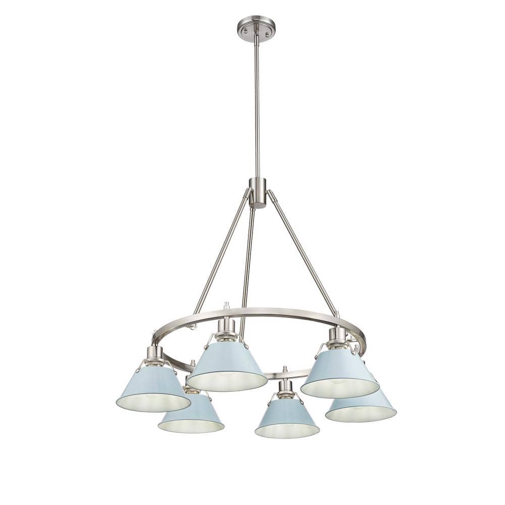 Golden Lighting Orwell 6-Light Pewter and Dusky Blue Chandelier 3306-6 ...