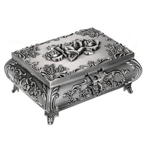 Vintage Jewelry Organizer Box Metal Trinket Storage Box Ornate Treasure ...