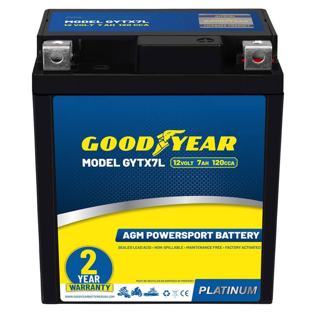 Goodyear GYTX7L-12-Volt 7 AH, 120 CCA, Rechargeable High-Performance, Maintenance Free, SLA-AGM ...