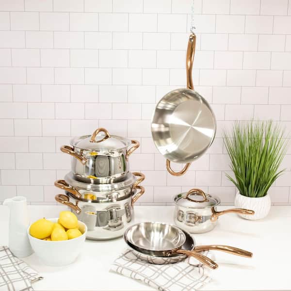 BergHOFF BergHOFF Ouro Gold 17-Piece 18/10 Stainless Steel Cookware Set ...