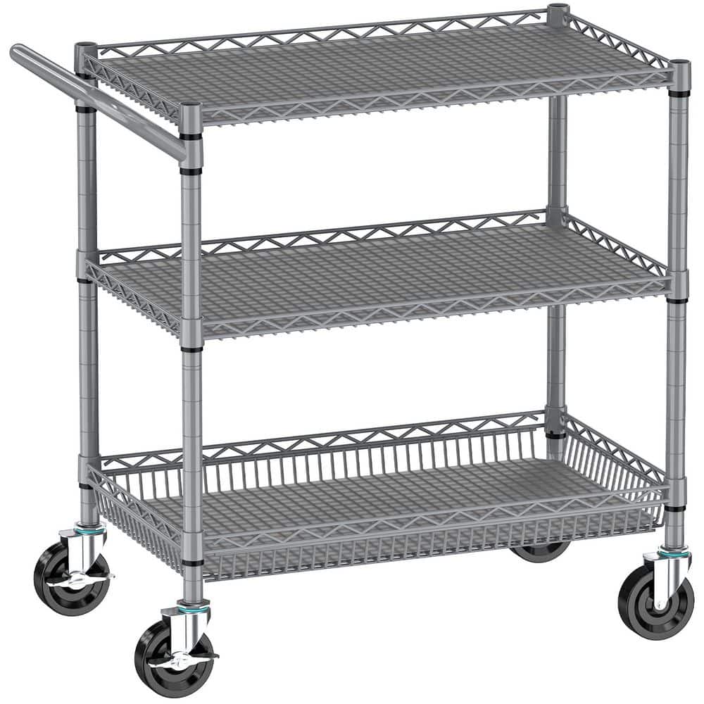 MOEPISY Gray Heavy Duty 3 Tier Metal Utility Serving Cart 0BDRQQ53V ...