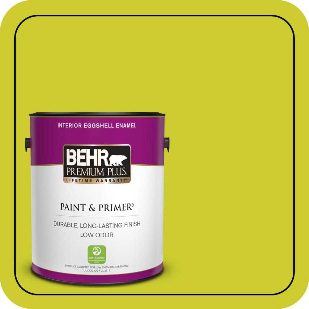 BEHR PREMIUM PLUS 1 gal. #S-G-400 Lime Pop Eggshell Enamel Low Odor ...